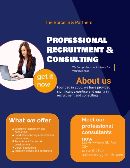 professional recruitment consulting flyer Template | PosterMyWall