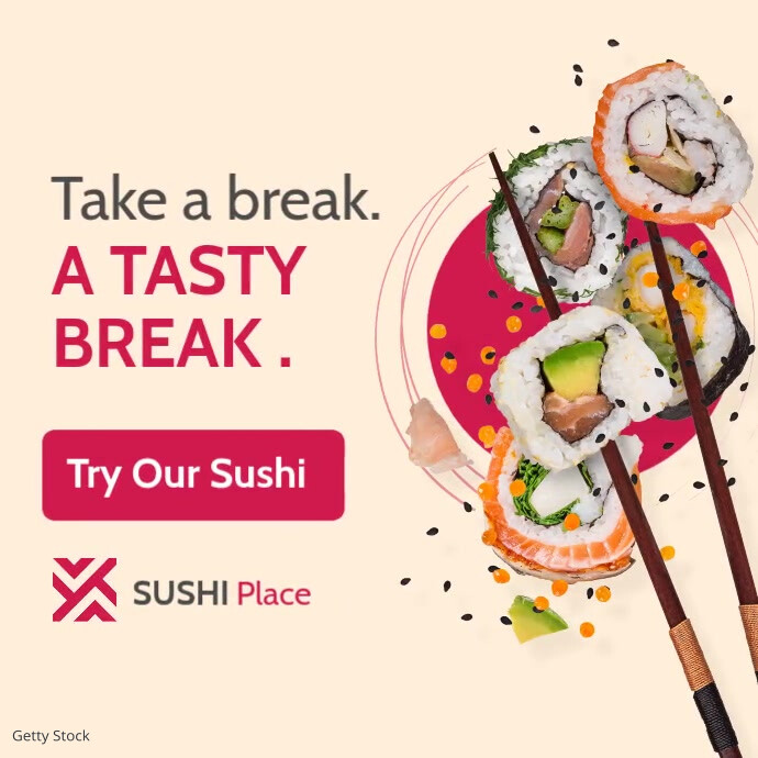 Copy of Professional Red And Grey And Kaki Sushi Advertisement ...