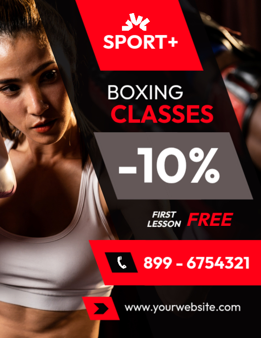 Professional Red Boxing Classes Flyer - Gym Membership & Free Trial ...