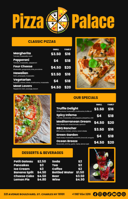 Professional Restaurant Fast Food Pizza Menu Template Tabloid ...