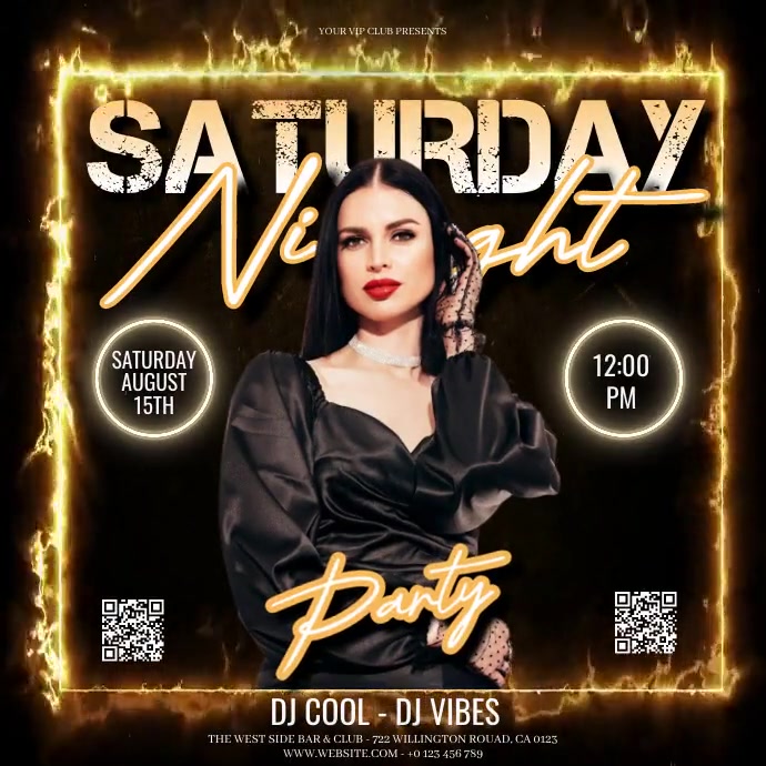 Professional Saturday Party Night Ad Square ( Template | PosterMyWall