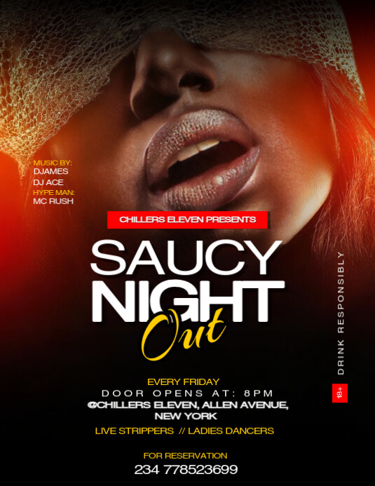 Copy of Professional Saucy Nightout Design Template Flyer (us Letter ...