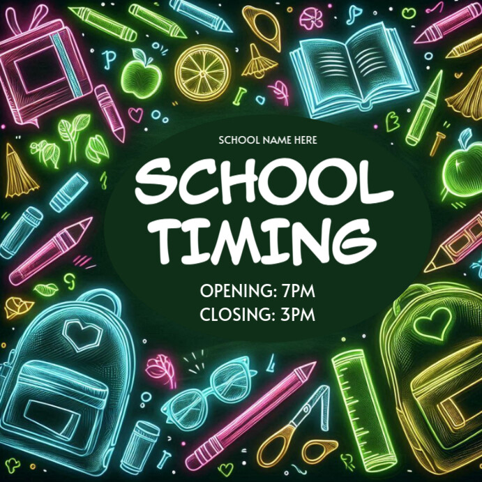 Professional School Timing Instagram Post Template | PosterMyWall