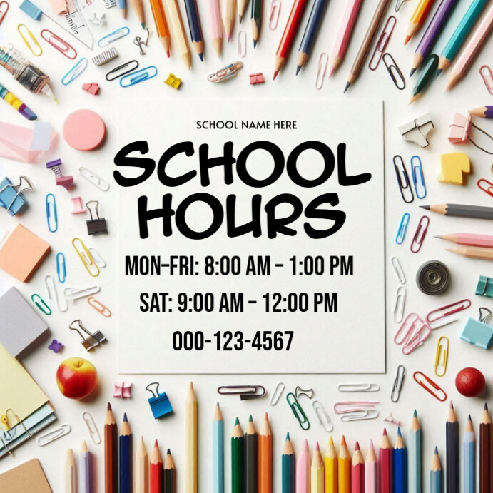 Professional School Timings Flyer Instagram Post Template | PosterMyWall