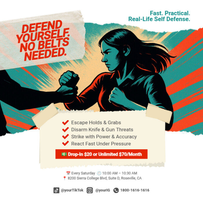 Professional Self Defence Promo Instagram Post Template | PosterMyWall