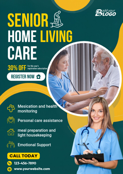 Professional Senior Care Service A4 Template | PosterMyWall