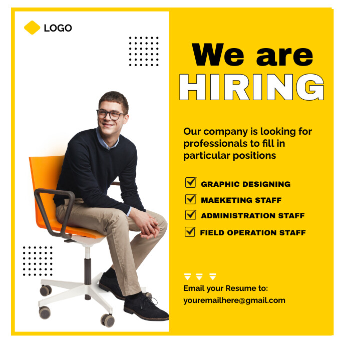 Professional Simple Minimal Job Vacancy Squar Template | PosterMyWall