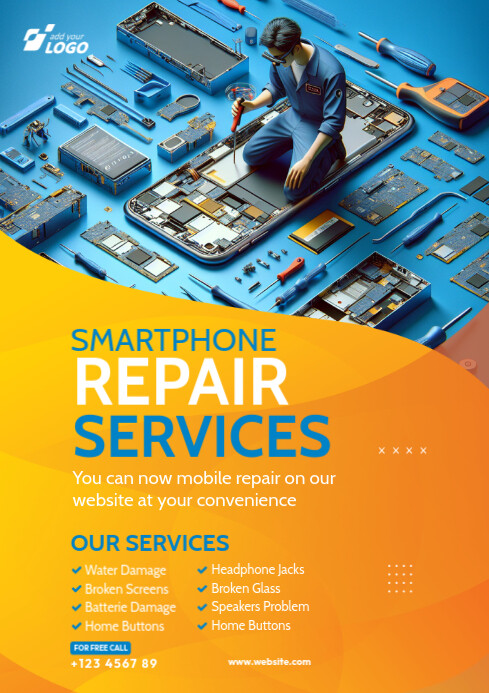 Professional Smartphone Repair Services A4 Template | PosterMyWall