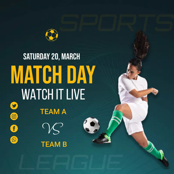 Professional Soccer Match Day Instagram Post Template | PosterMyWall