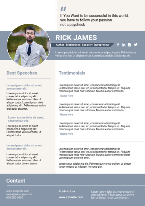 Copy of Professional Speaker One Sheet template | PosterMyWall
