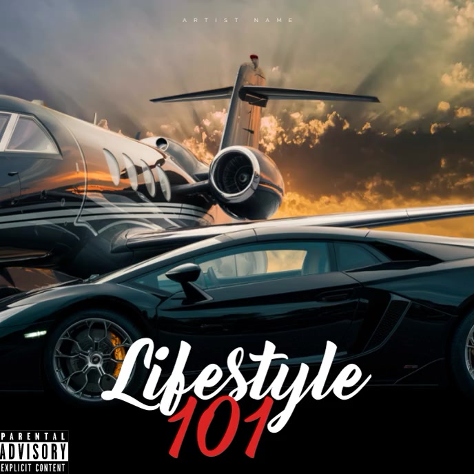 Professional Sports Car And Jet Sunset Album Template | PosterMyWall