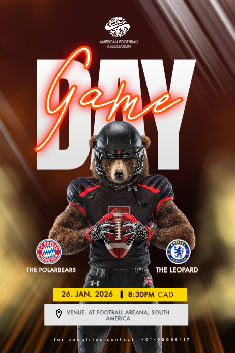 Professional Sports Poster Design, Athletic Event Flyer, Game Day ...