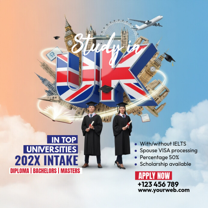 Professional Study In Uk Instagram Post Template | PosterMyWall