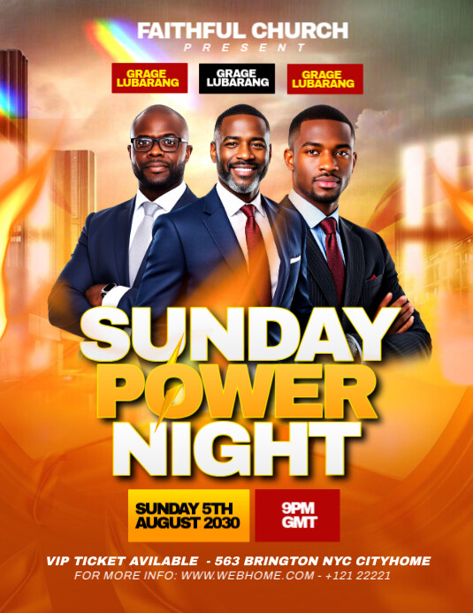 Copy of Professional Sunday Power Night Church Flyer (us Letter ...