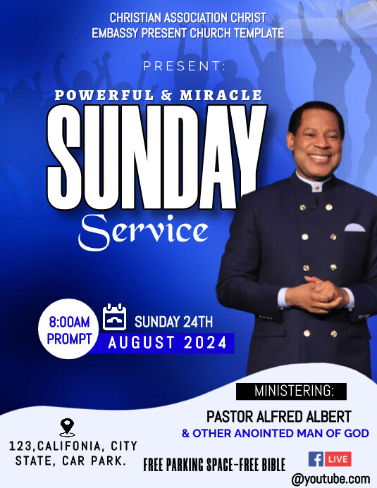 Plantilla de Professional Sunday Service Invitation Templa | PosterMyWall