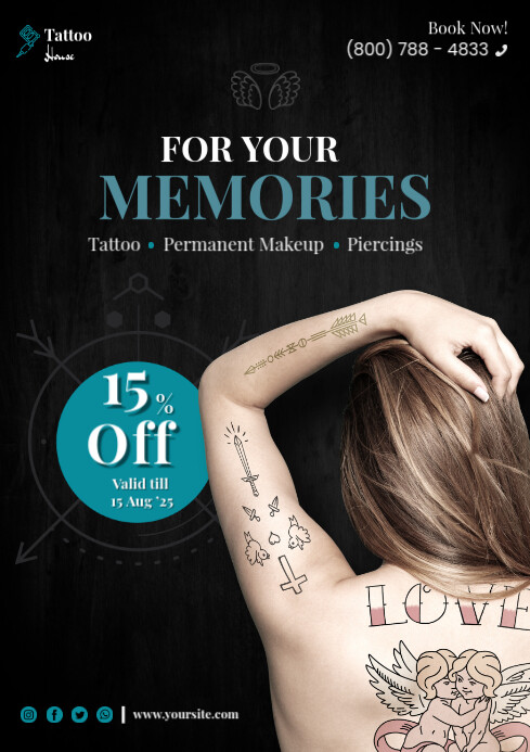 Professional tattoo studio poster template | PosterMyWall