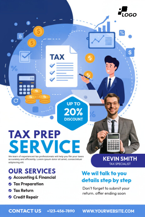 Professional Tax Prep Services Template | PosterMyWall