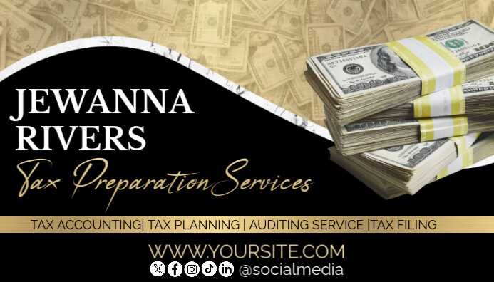 Professional Tax Service Business Card Template. Gold And Black ...