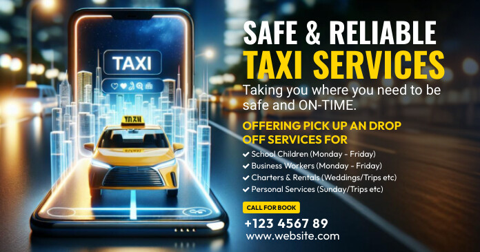 Professional Taxi Services Facebook Shared Im Template | PosterMyWall