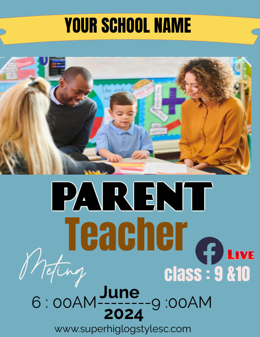 Plantilla de Professional Teacher Parent Meeting school Fl | PosterMyWall