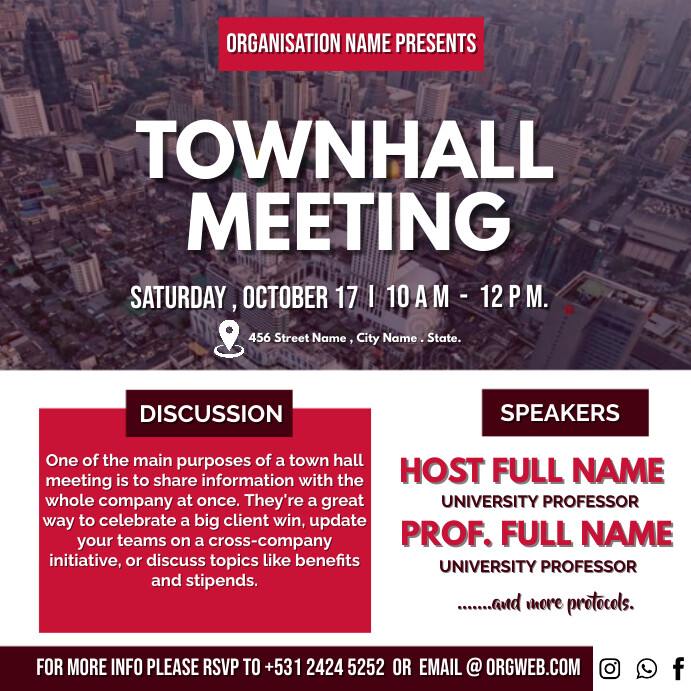 Plantilla de Professional Town Hall Instagram Post | PosterMyWall