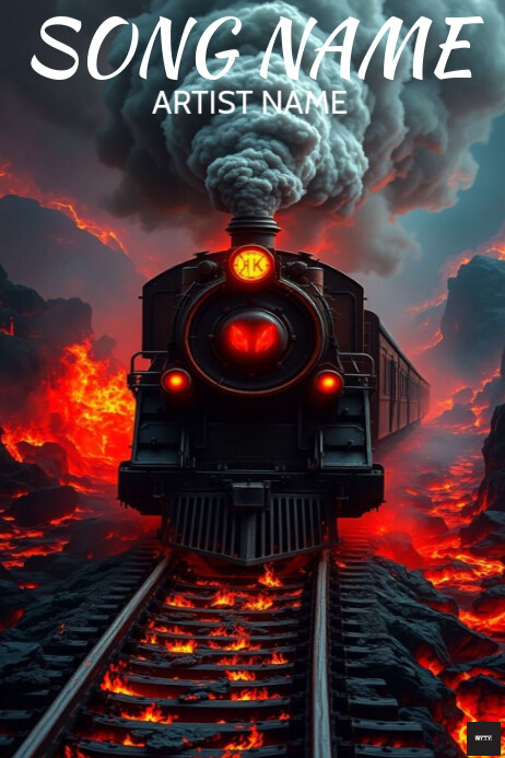 Professional Train Fire Album Cover Art Design Poster Template ...