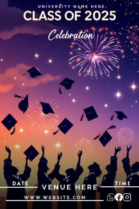 Professional Twilight Cap Toss Graduation Party Poster Template ...