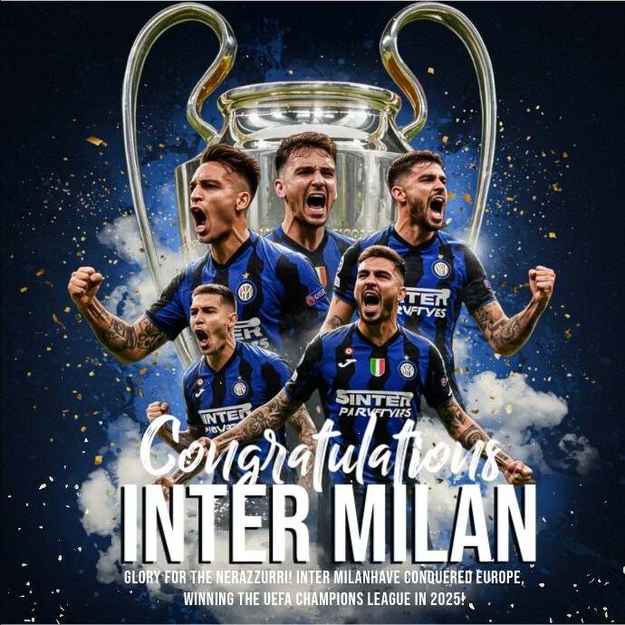 Professional Uefa Champions League 2025 Winner Instagram Post Template ...