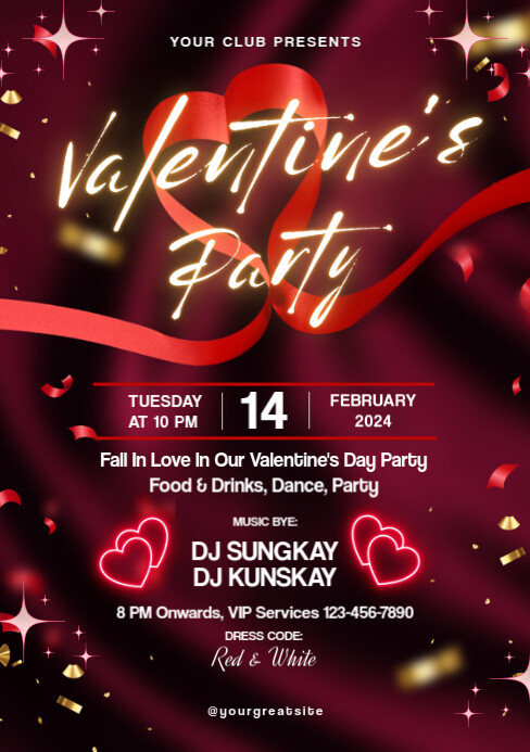 Professional Valentine's Party A5 Template | PosterMyWall
