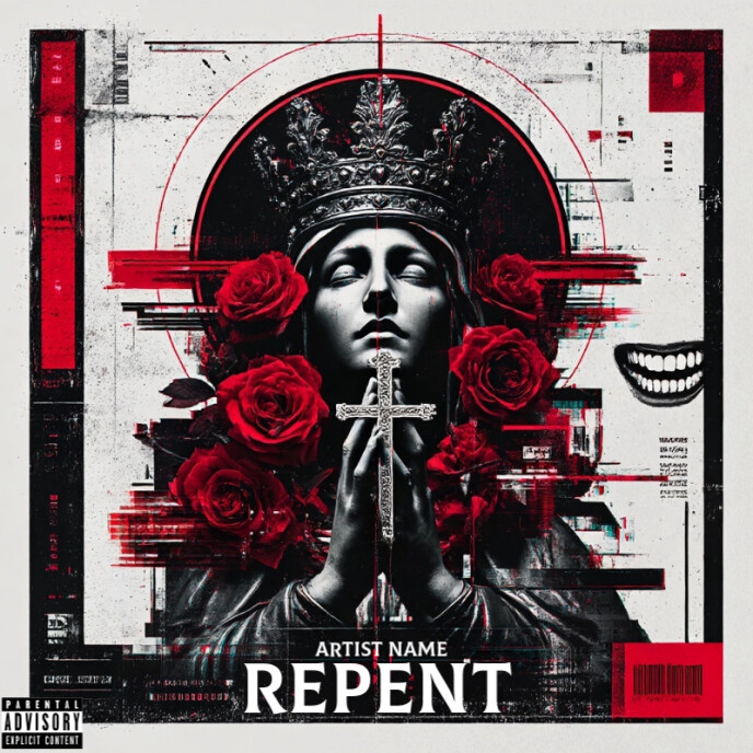 Copy of Professional Virgin Mary, Roses, Rock Music Hip Hop Album Cover ...