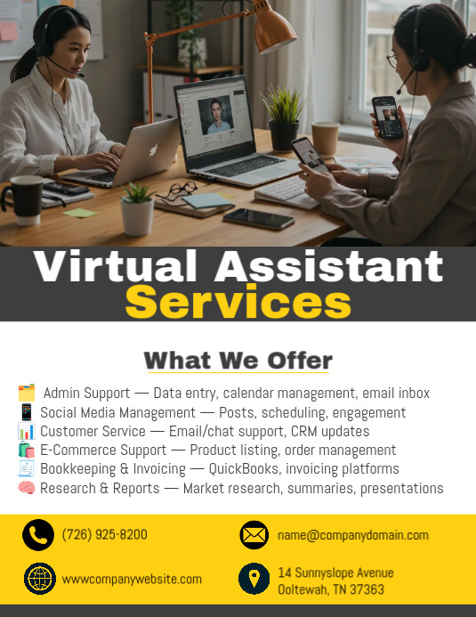 Copy of Professional Virtual Assistance Flyer (us Letter) | PosterMyWall