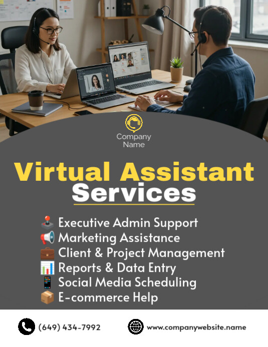 Professional Virtual Assistant Services Flyer Flyer (us Letter ...