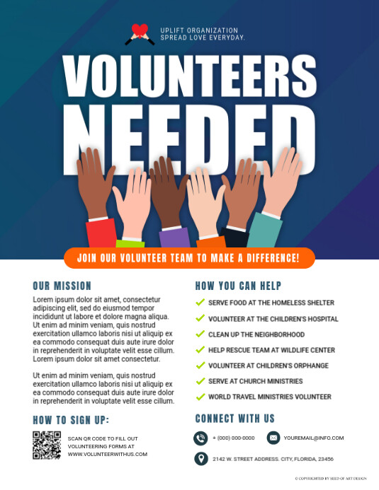 Copy of Professional Volunteers Needed Help Wanted Hands Illustration ...