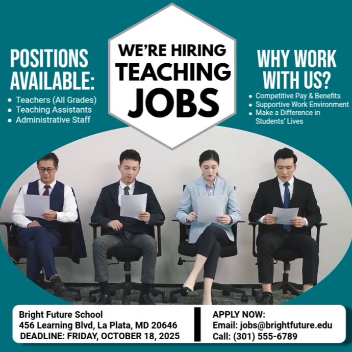 Professional We’re Hiring School Staff Instagram Post Template ...