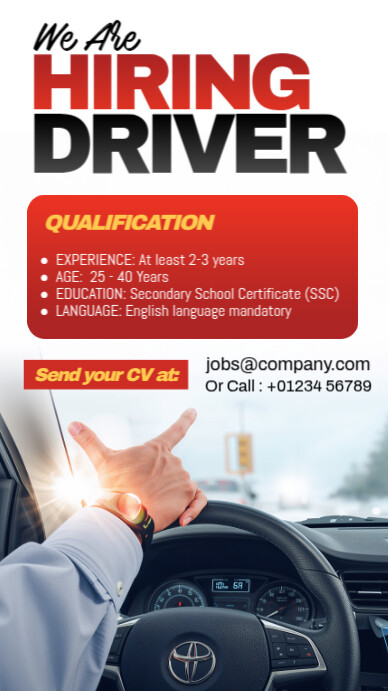 Professional We Are Hiring Driver Instagram Story Templat | PosterMyWall