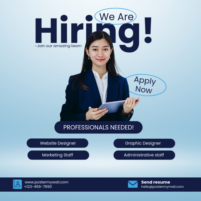 Copy of Professional We Are Hiring Instagram Post | PosterMyWall