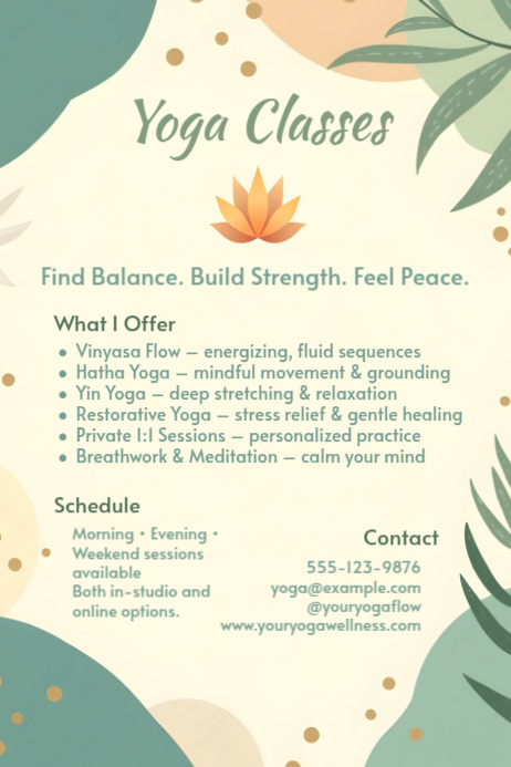 Professional Yoga Classes Poster Flyer Ad Template Design | PosterMyWall