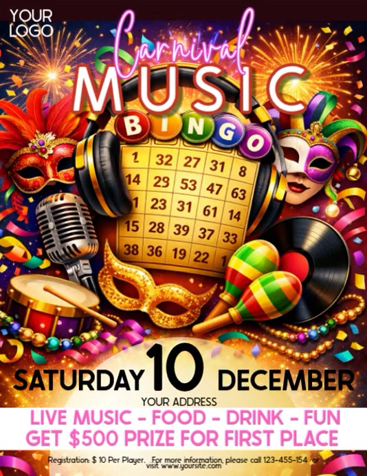 Professionale Music Bingo Night Volantino (us Letter) Template ...