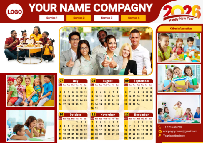 Plantilla de Professionnel Business Calendar 2026 A2 | PosterMyWall