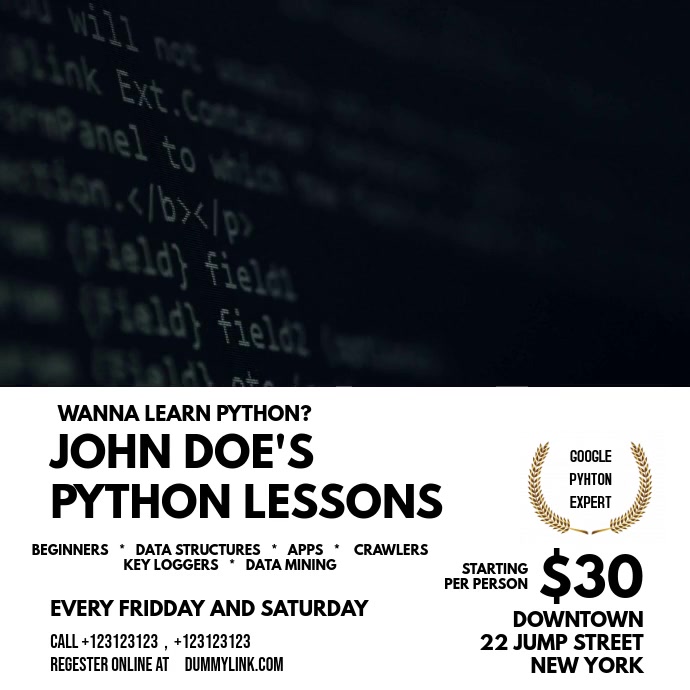 Copy of Programming Lessons Template | PosterMyWall