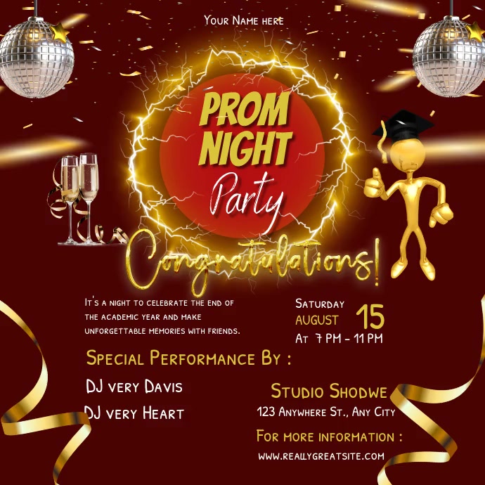prom night party,graduation party invitation Template | PosterMyWall
