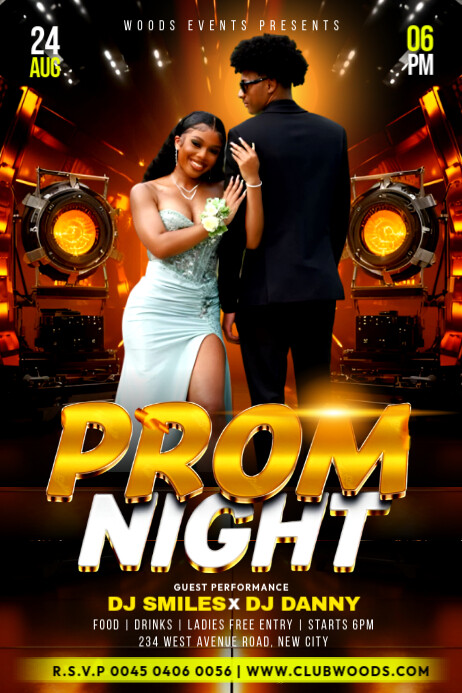 Prom night party event junior senior high school college invitation ...