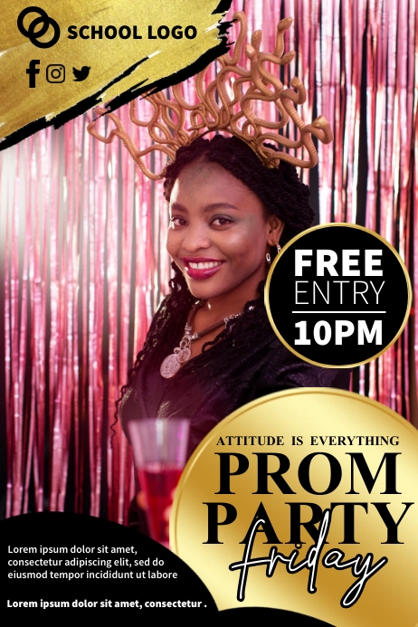 Prom night party poster flyer template | PosterMyWall