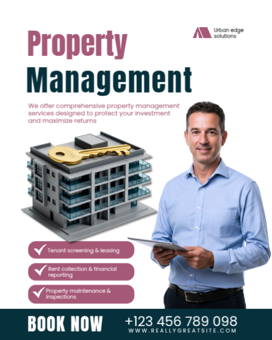Property Management Services Poster Template – Rental & Real Estate ...