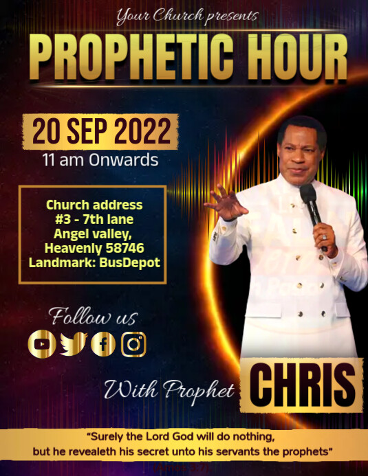 prophetic, sunday, church, service, meeting, Template | PosterMyWall