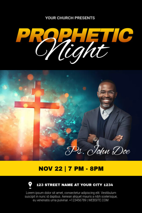 prophetic night church flyer Template | PosterMyWall
