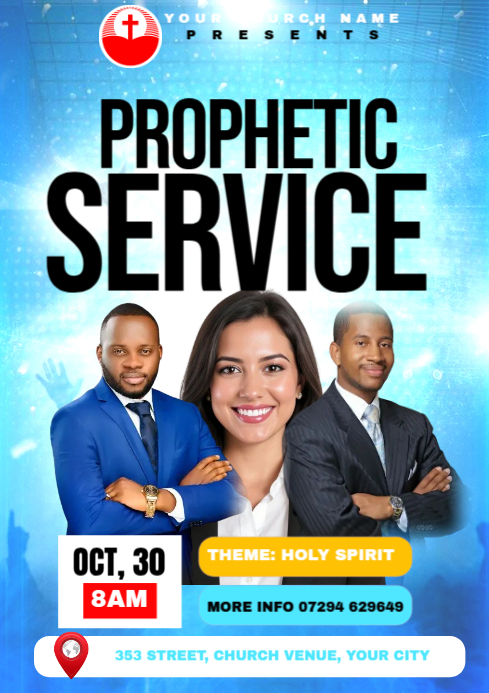 Copy of prophetic service encounter church service event flyer template ...