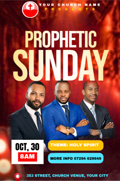 Copy of prophetic Sunday encounter church service event flyer template ...