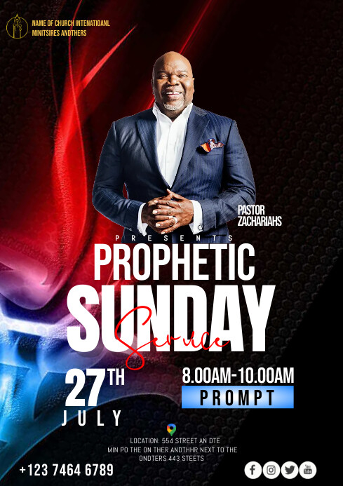PROPHETIC SUNDAY SERVICE FLYER BNNER TEMPLATE | PosterMyWall