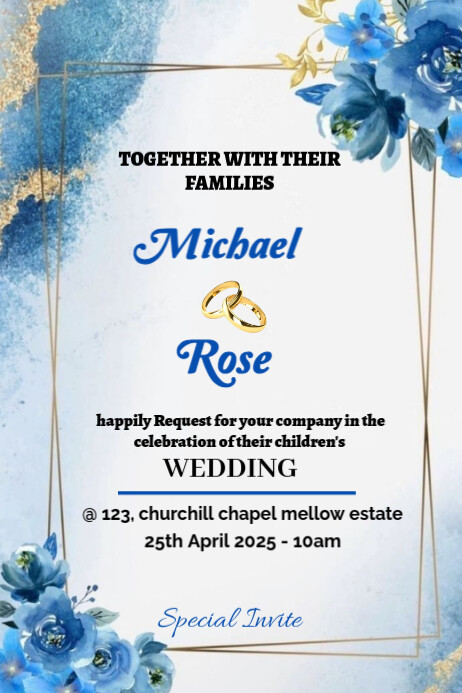 floral wedding card poster templaat | PosterMyWall